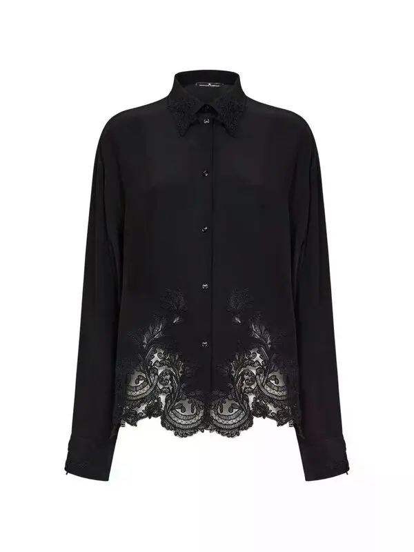 Ermanno Scervino Silk Rebrodé Lace-detail Shirt