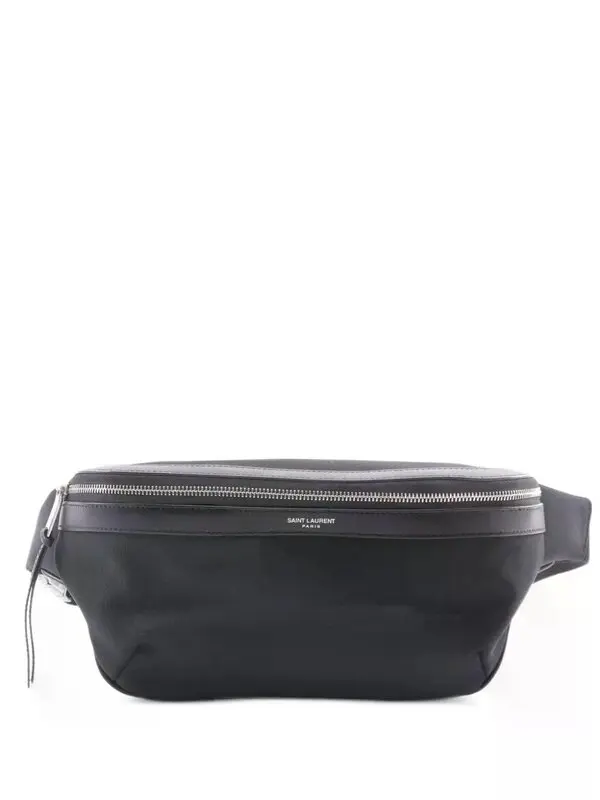 Saint Laurent 2020s Leather-trim Belt Bag - Black