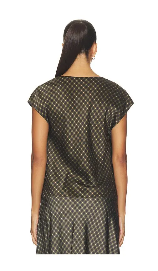 Vince Ombre Plaid Cowl Neck Cap Sleeve Blouse - Multi