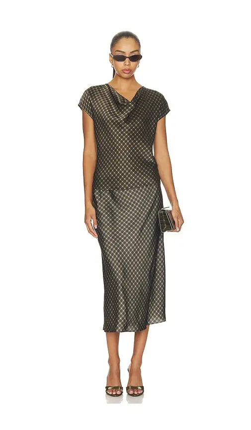 Vince Ombre Plaid Cowl Neck Cap Sleeve Blouse - Multi