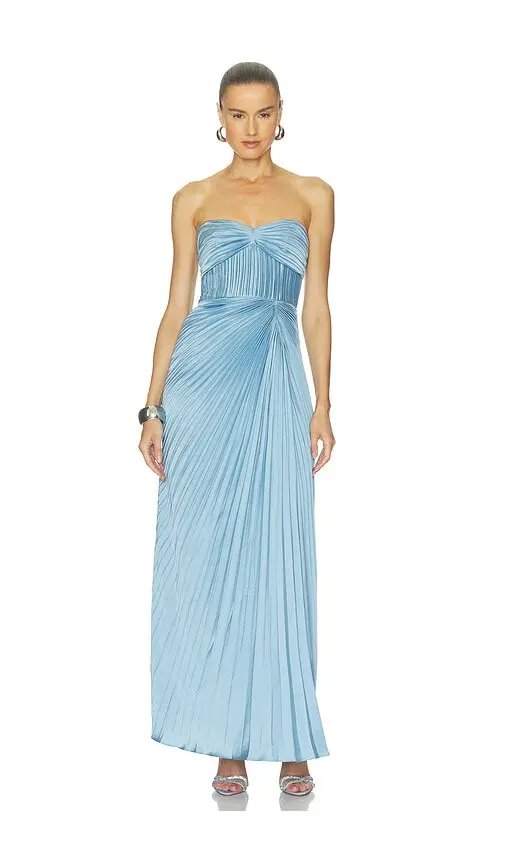 AMUR Joyceann Sweetheart Plissé Gown