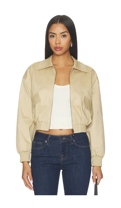 Good American Twill Cropped Bomber Jacket