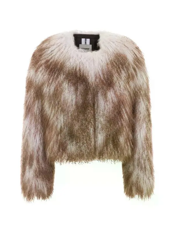 SWORD 6644 Mongolian Fur Crew-neck Jacket