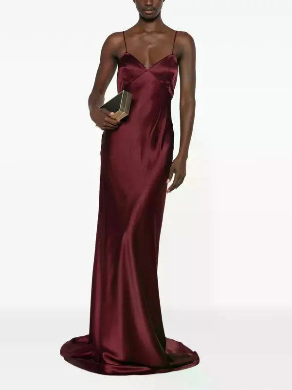 Max Mara Satin-finish Spaghetti-strap Maxi Dress