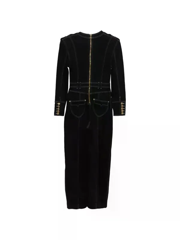 Balmain V-neck Denim Jumpsuit