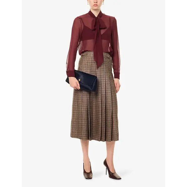 Gabriela Hearst Checked Wool-blend Midi Skirt