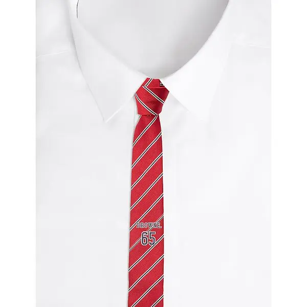 Thom Browne Jacquard Stripe Silk Tie - Red