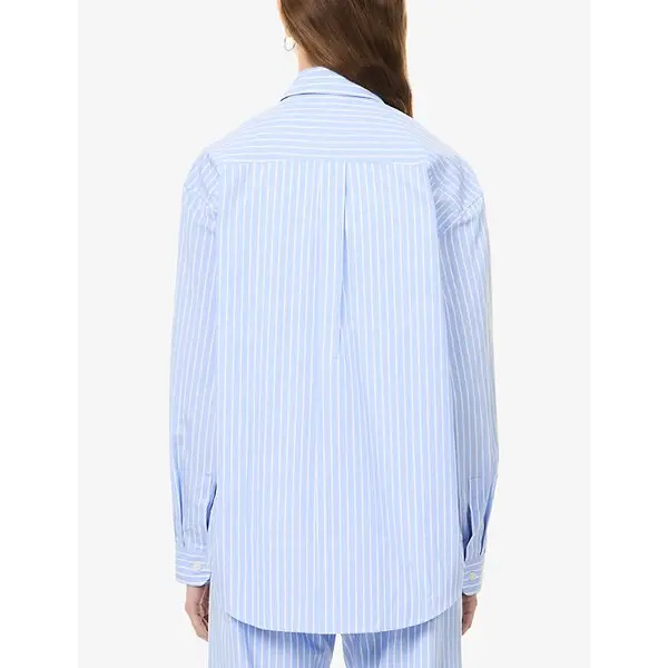 Sporty & Rich Logo-embroidered Striped Cotton Shirt