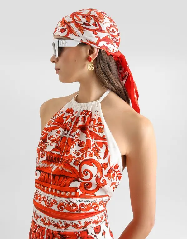 Dolce & Gabbana Majolica-print Poplin Bustier Top