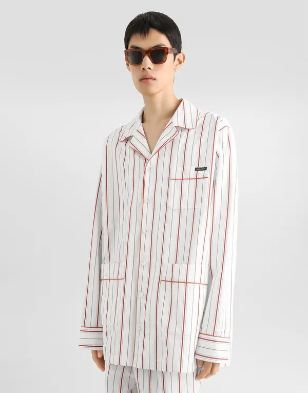 Dolce & Gabbana Striped Poplin Vanity Robe Shirts Multi-colored