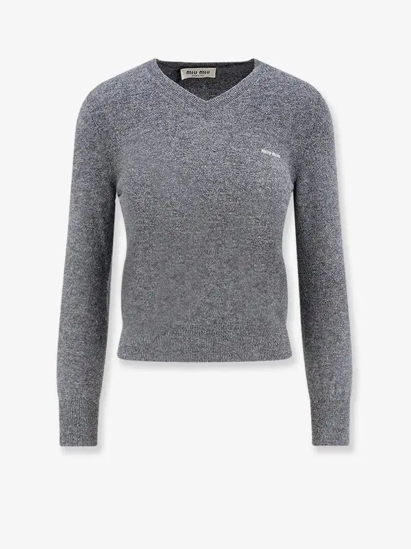 Miu Miu Wool Sweater With Logo Inlay