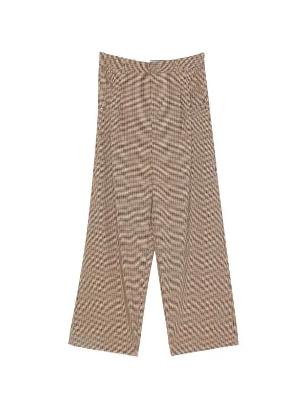 WHITE SAND Checked Wide-leg Trousers