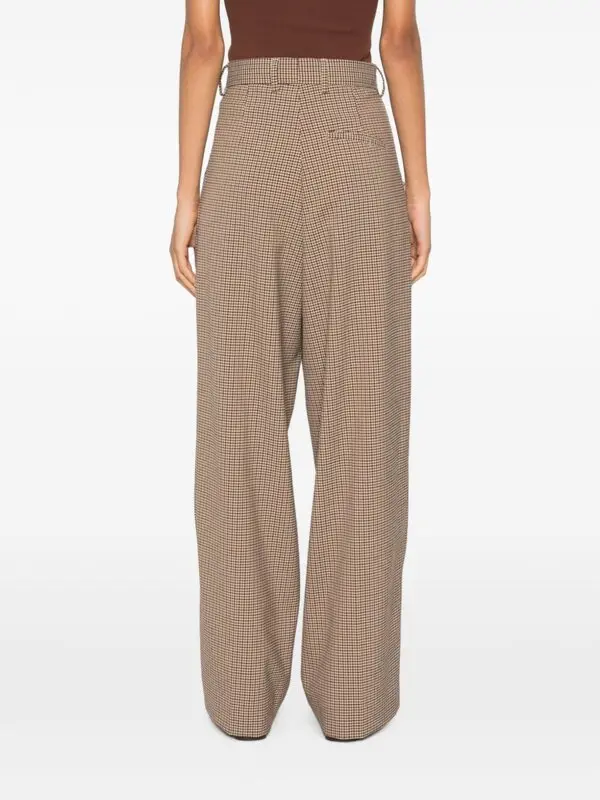 WHITE SAND Checked Wide-leg Trousers