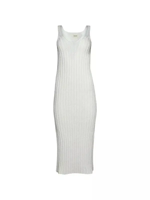 Khaite Val Ribbed-knit Midi Dress - White