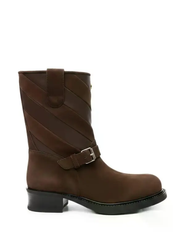 Valentino Garavani Buckle-fastening Biker Boots - Brown