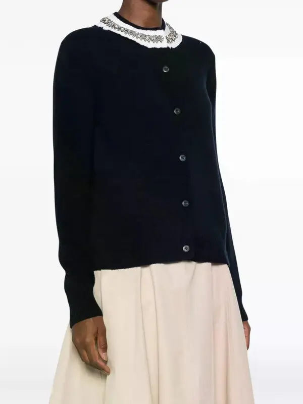 Prada Crystal-embellished Peter Pan-collar Cardigan