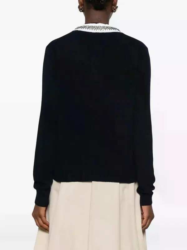 Prada Crystal-embellished Peter Pan-collar Cardigan