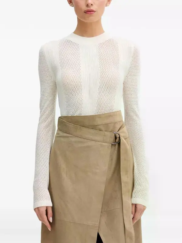 Sisley Open-knit Long-sleeve Top