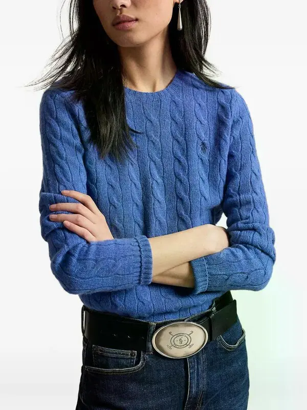 Polo Ralph Lauren Cable-knit Logo-embroidered Sweater - Blue