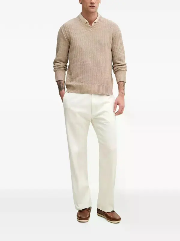 Sisley Ribbed-knit V-neck Sweater - Neutrals