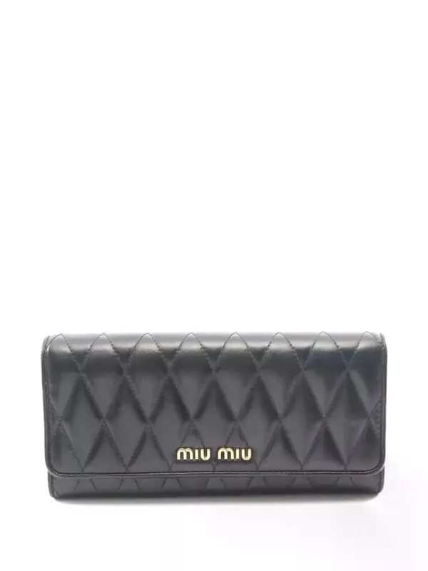 Miu Miu 2000s Matelassé Diamond-quilted Wallet - Black