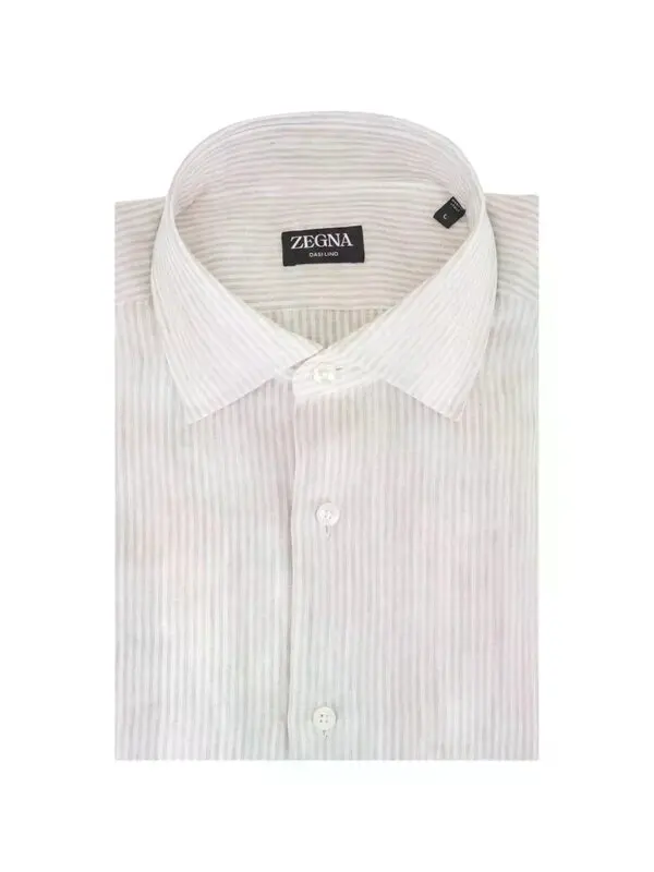 Zegna Oasi Lino Striped Shirt - Neutrals