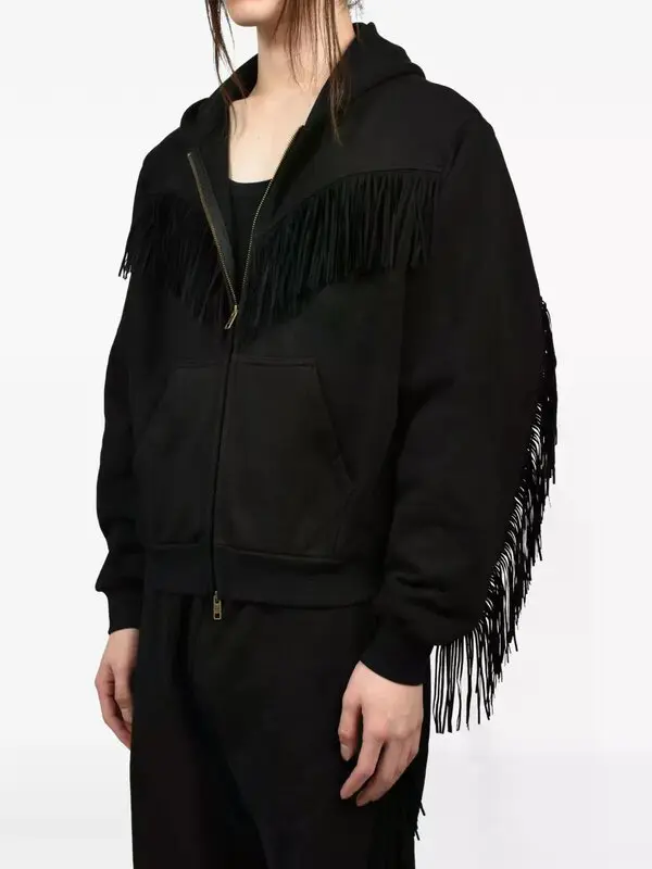 AUSTIN POST Fringed Zip-up Hoodie