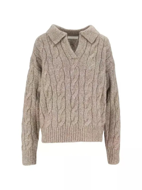 ELEH Cable-knit Sequin-embellished Sweater