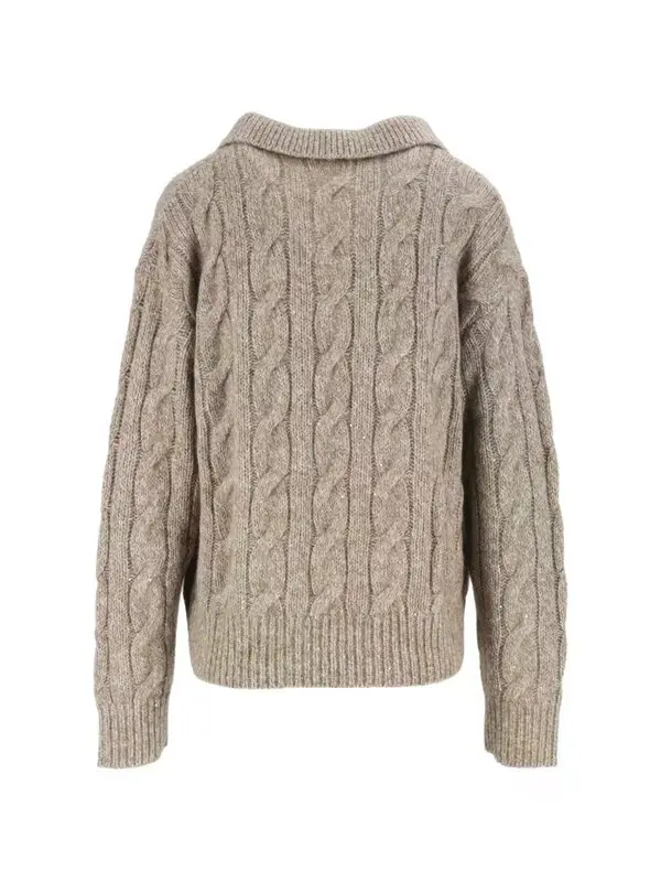 ELEH Cable-knit Sequin-embellished Sweater