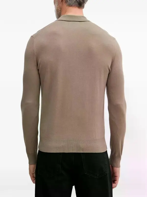 Sisley Polo-collar Long-sleeve Polo Shirt