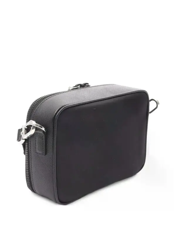 Prada 2020s Brick Saffiano Leather Shoulder Bag - Black