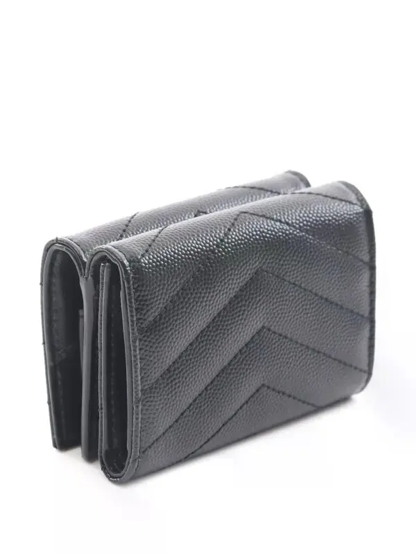 Saint Laurent 2020s Monogram Origami Trifold Wallet - Black
