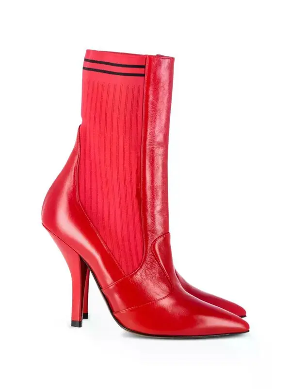 Fendi Rockoko Stretch-knit Ankle Boots - Red