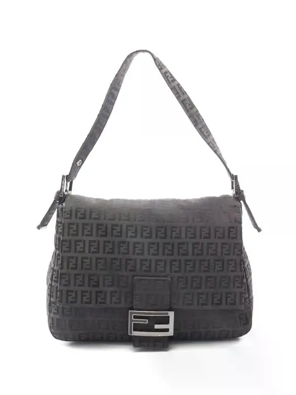 Fendi Zucchino Mamma Baguette Shoulder Bag - Grey