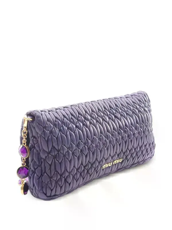 Miu Miu Nappa Crystal Matelassé Clutch Bag - Purple