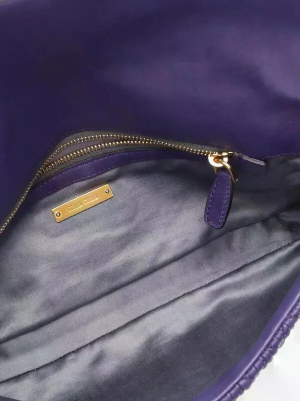 Miu Miu Nappa Crystal Matelassé Clutch Bag - Purple