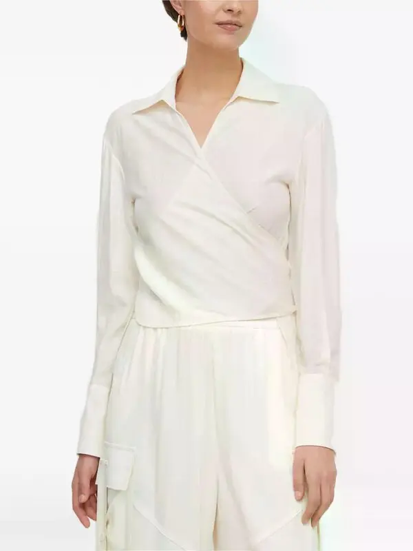 Sisley Wrap-style Long-sleeve Blouse - White