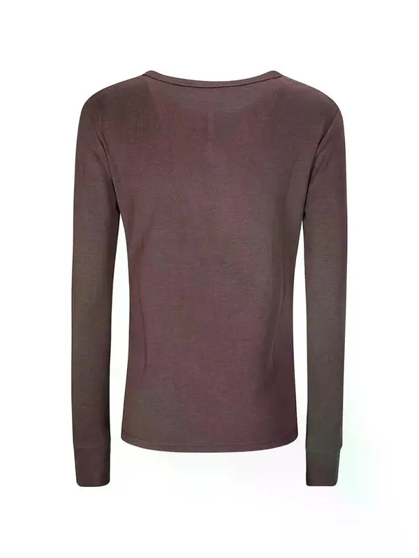 Studio Nicholson Roane Ribbed Henley Top - Brown