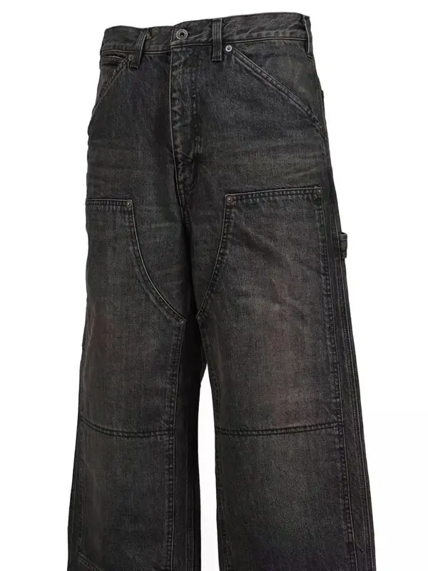 DAIRIKU Washed Double-knee Jeans