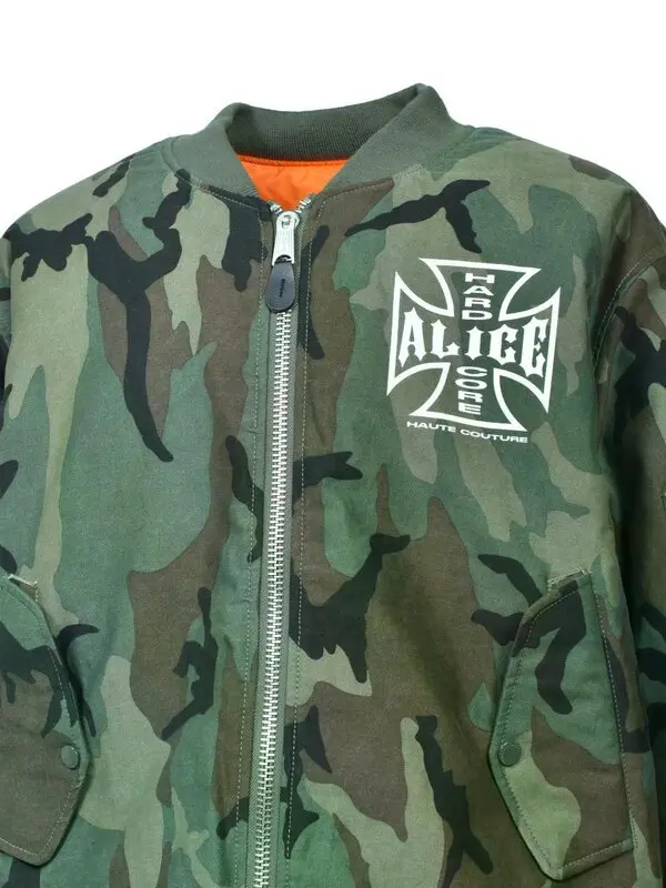 ALICE HOLLYWOOD Camouflage-print Logo-print Bomber Jacket