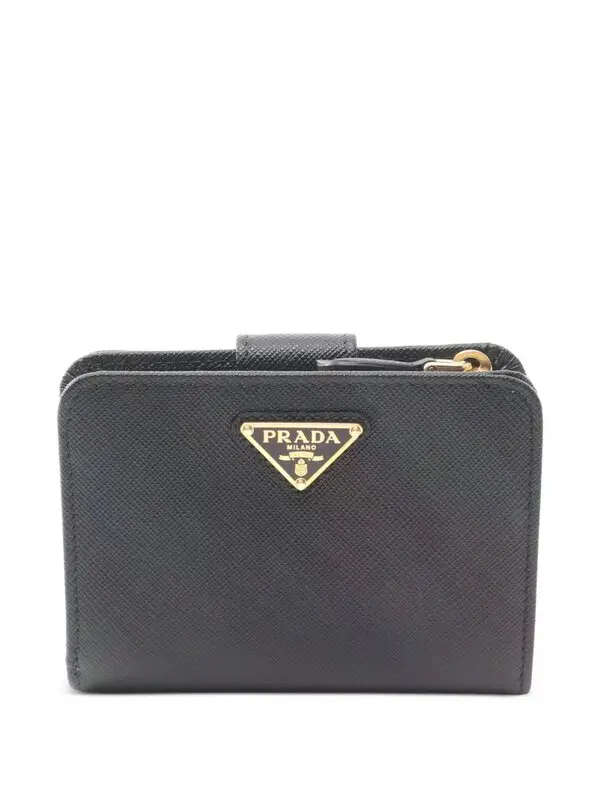 Prada Saffiano Triang Bi-fold Wallet - Black