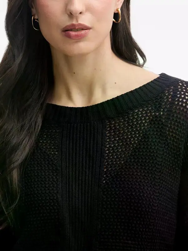 Sisley Open-knit Ribbed-trim Sweater