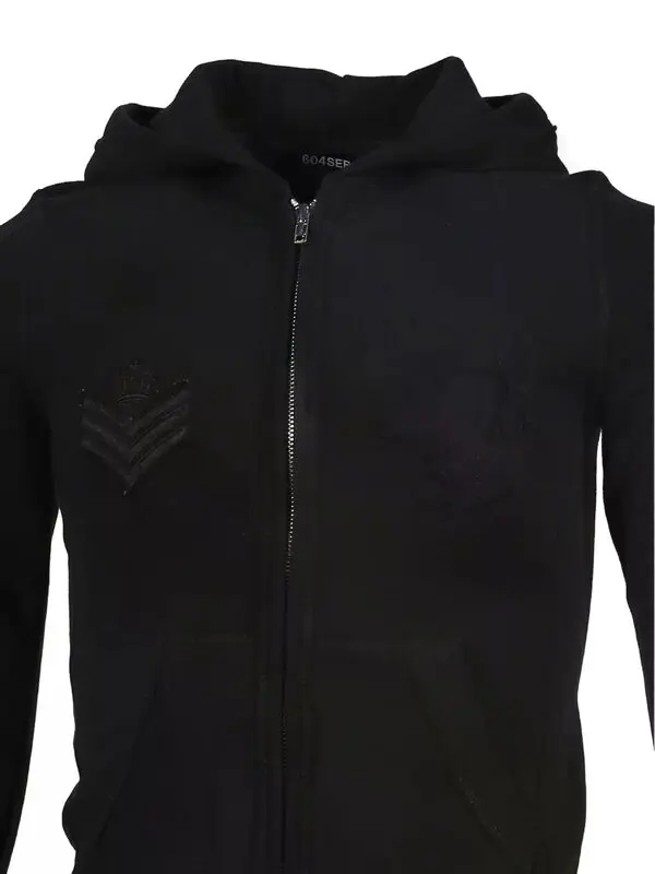 604SERVICE Army Patch-detail Zip-up Hoodie
