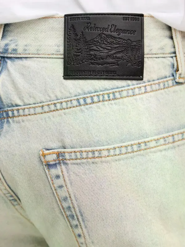 Sisley Acid-wash Logo-patch Jeans