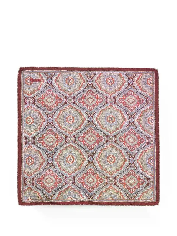 Eton Paisley-print Geometric-pattern Pocket Square - Red