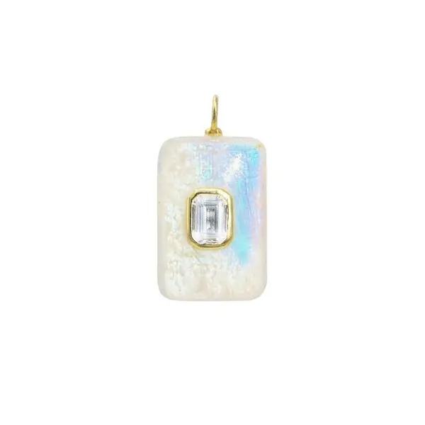 KAMARIA Moonstone Gemstone Pendant With Topaz - White