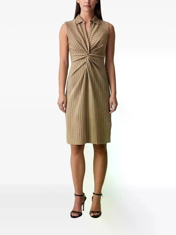 Dkny Pinstripe Twist-detail Mini Dress