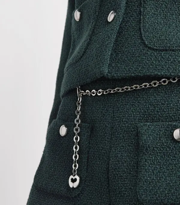 Maje Tweed Chain Belt Shorts
