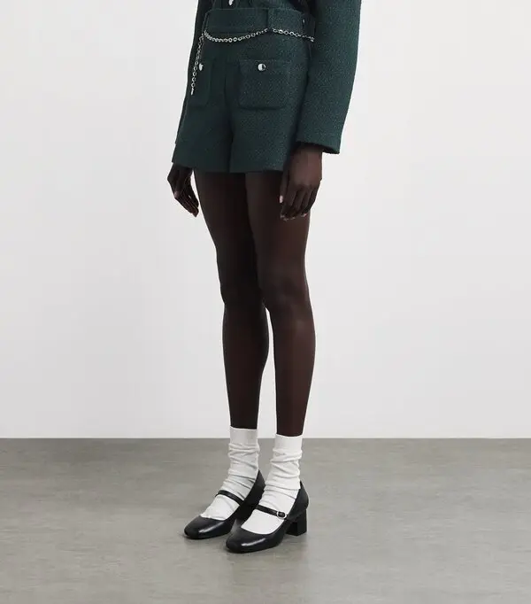 Maje Tweed Chain Belt Shorts