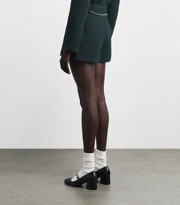 Maje Tweed Chain Belt Shorts